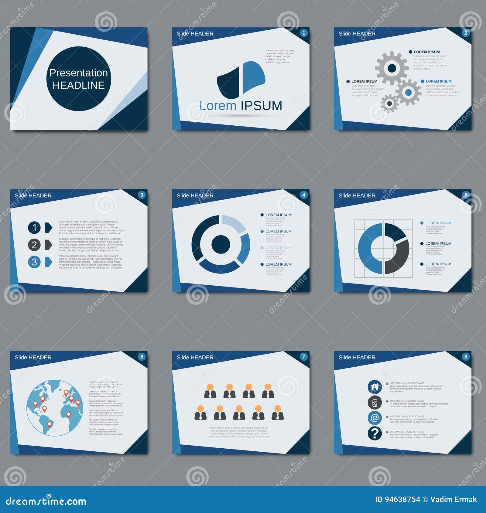 Professional Business Presentation, Slide Show Vector Template Stock ...