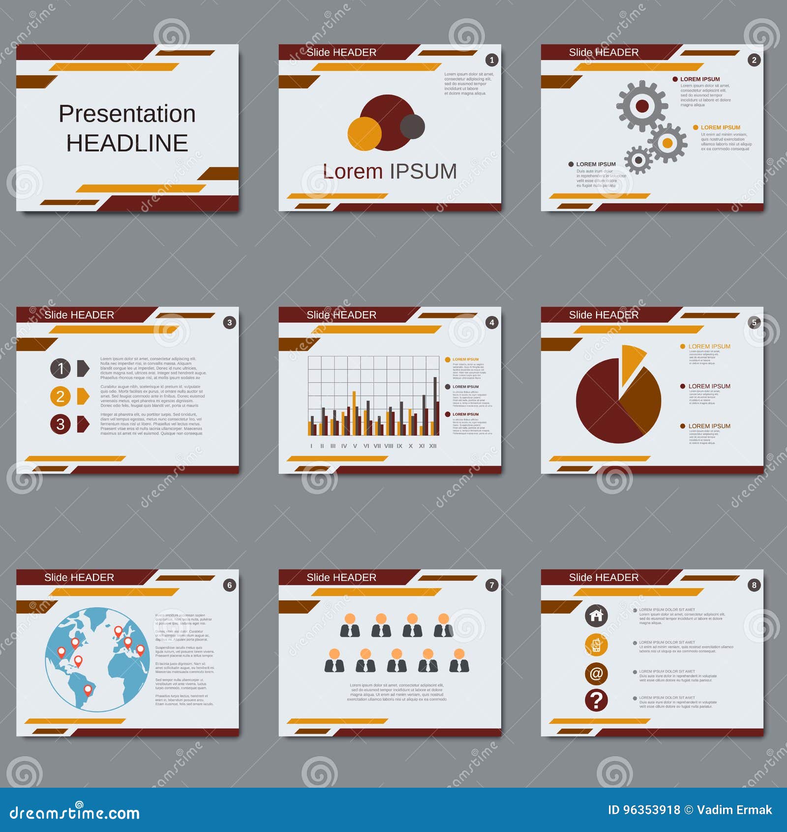 Professional Business Presentation, Slide Show Vector Template Stock ...