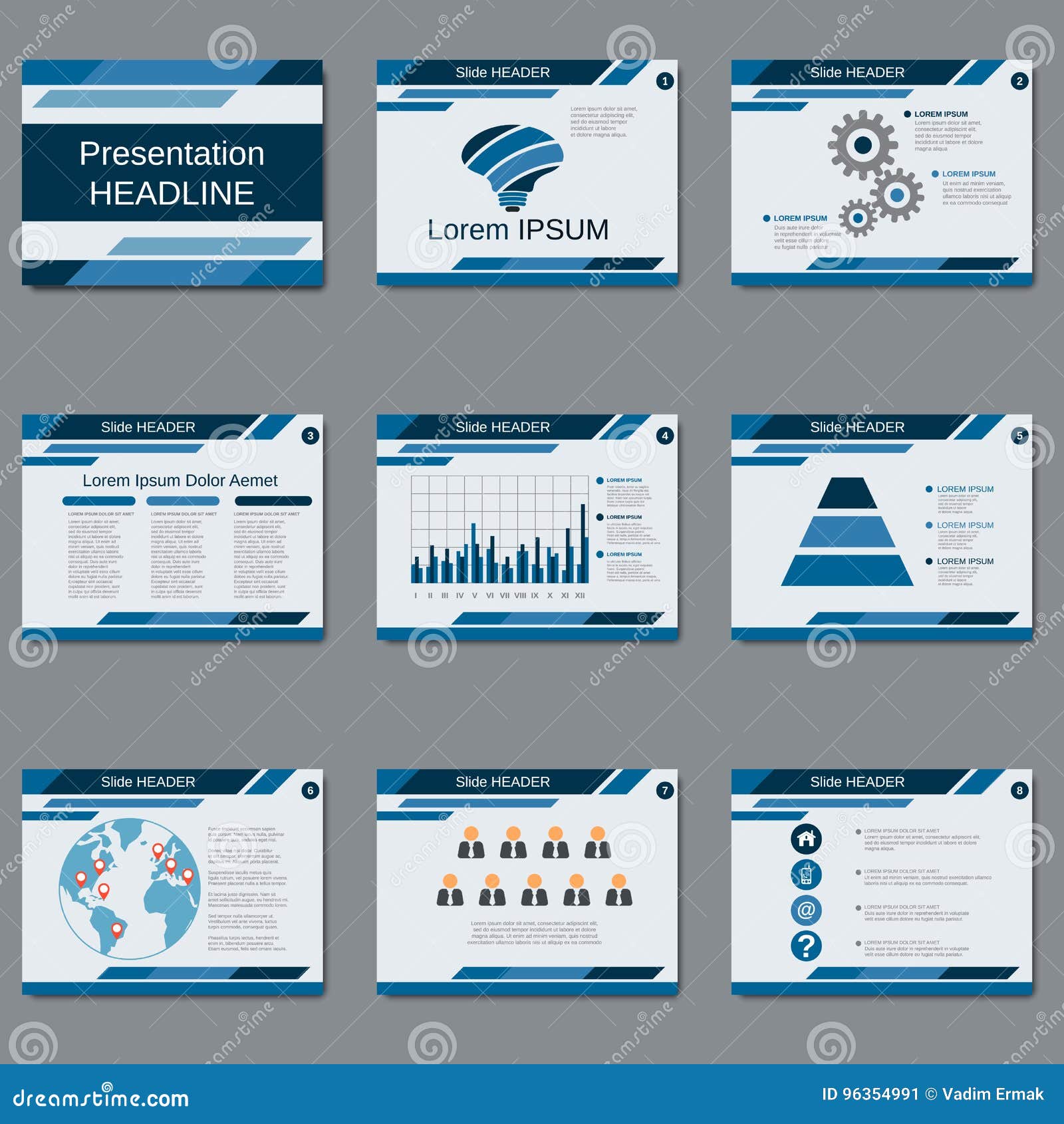 Professional Business Presentation, Slide Show Vector Template Stock ...
