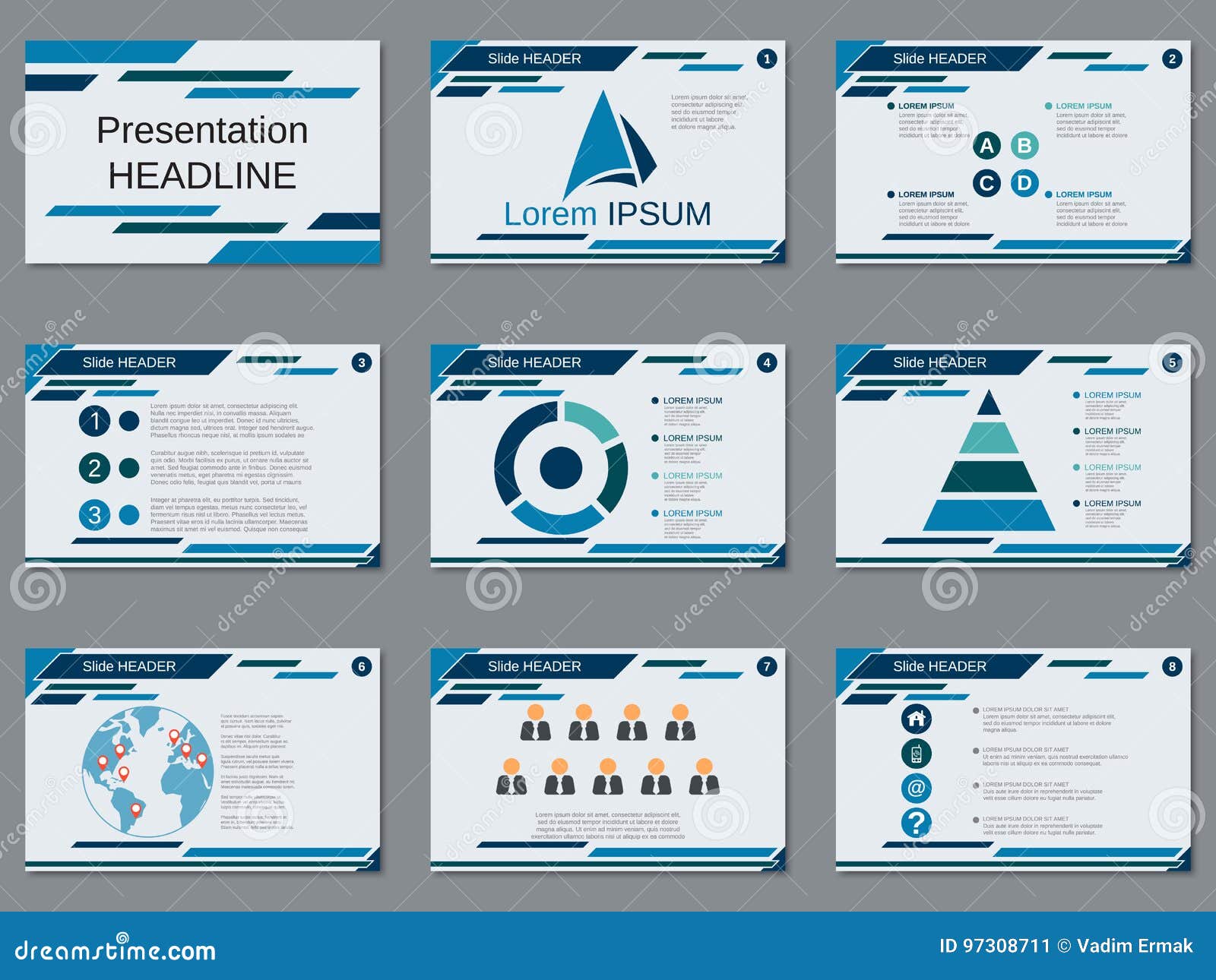 Professional Business Presentation, Slide Show Vector Template Stock ...