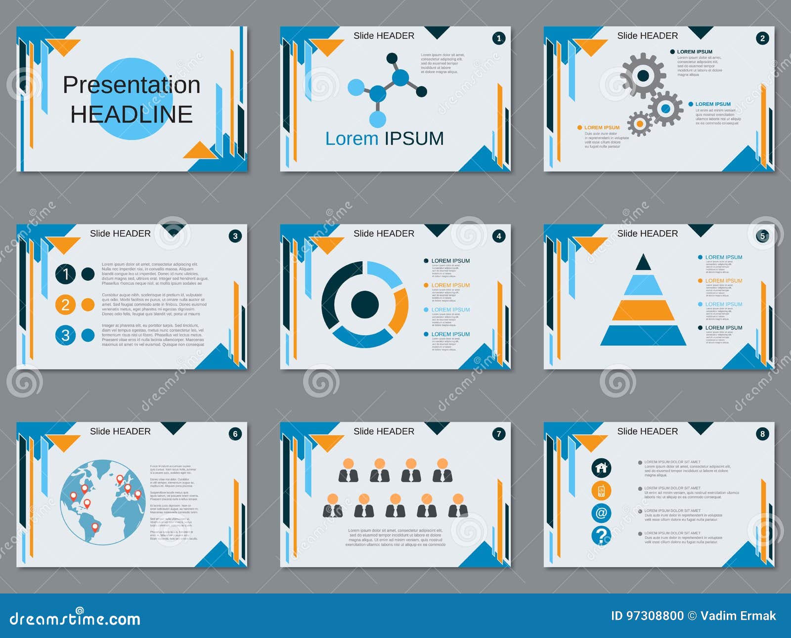 Professional Business Presentation, Slide Show Vector Template Stock ...