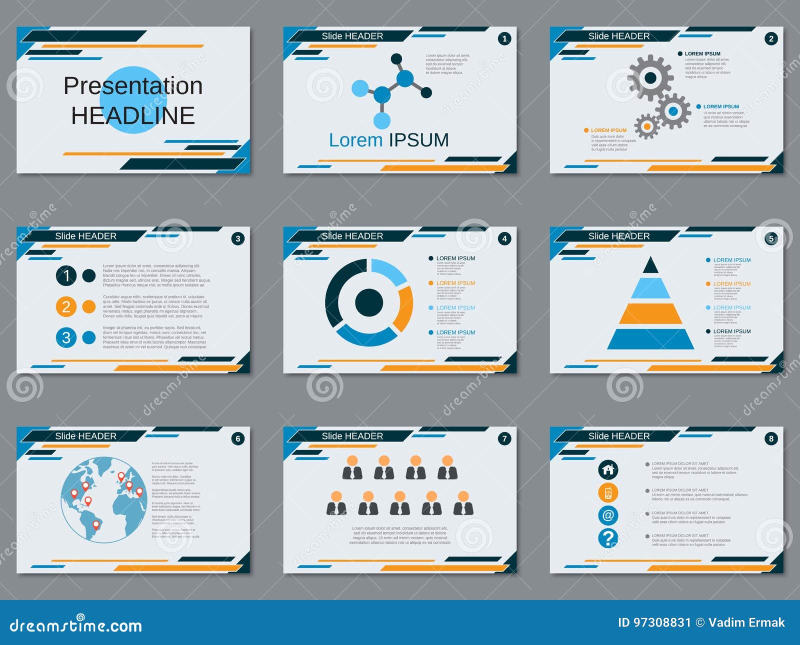 Professional Business Presentation, Slide Show Vector Template Stock ...