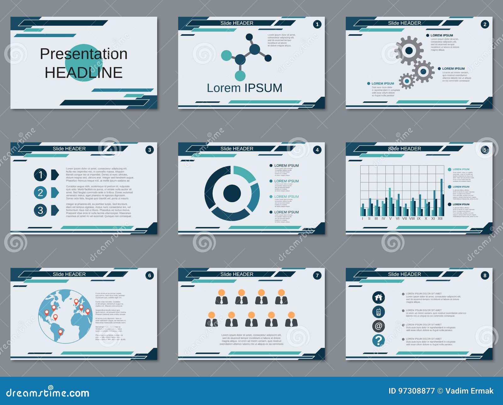 Professional Business Presentation, Slide Show Vector Template Stock ...