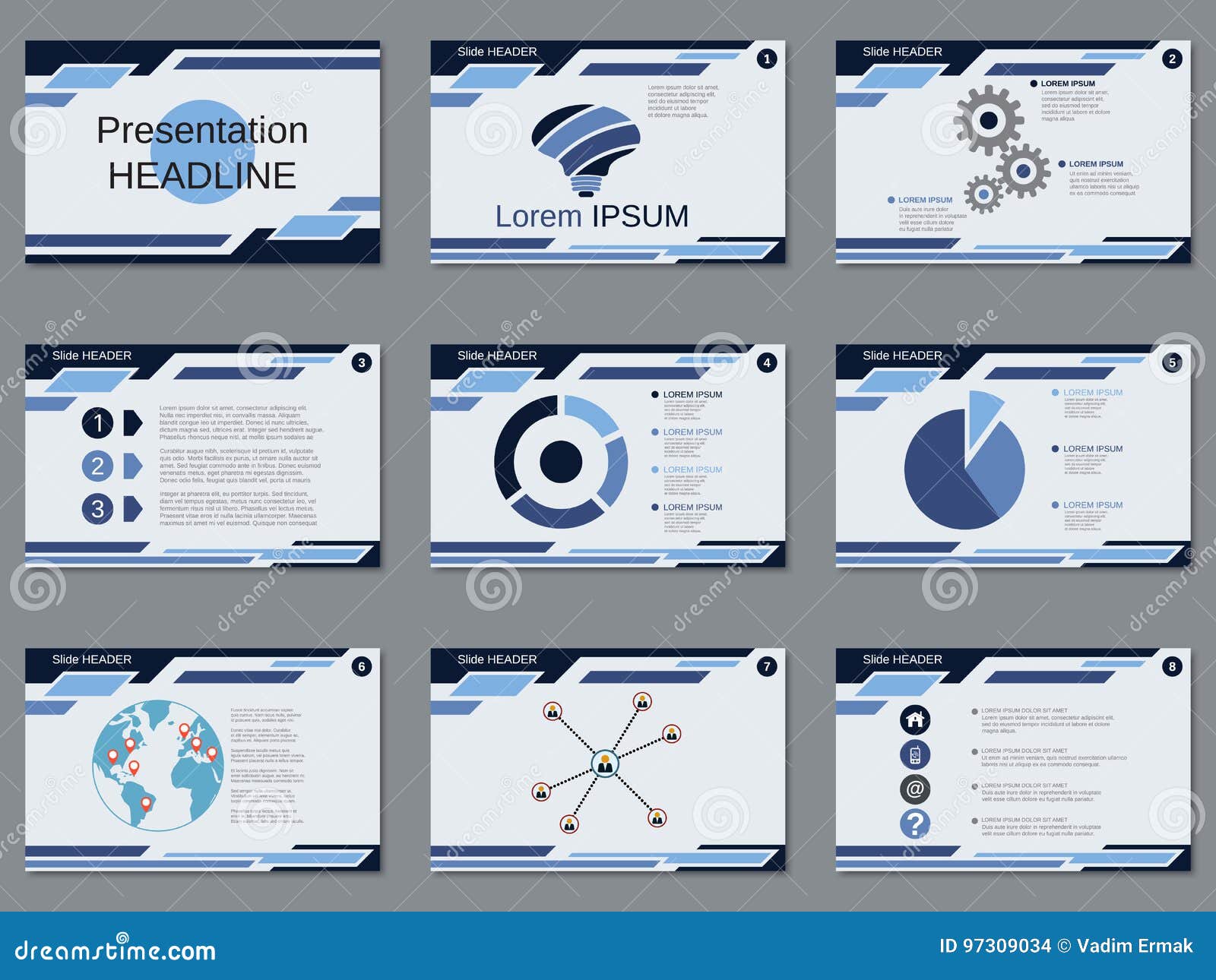 Professional Business Presentation, Slide Show Vector Template Stock ...