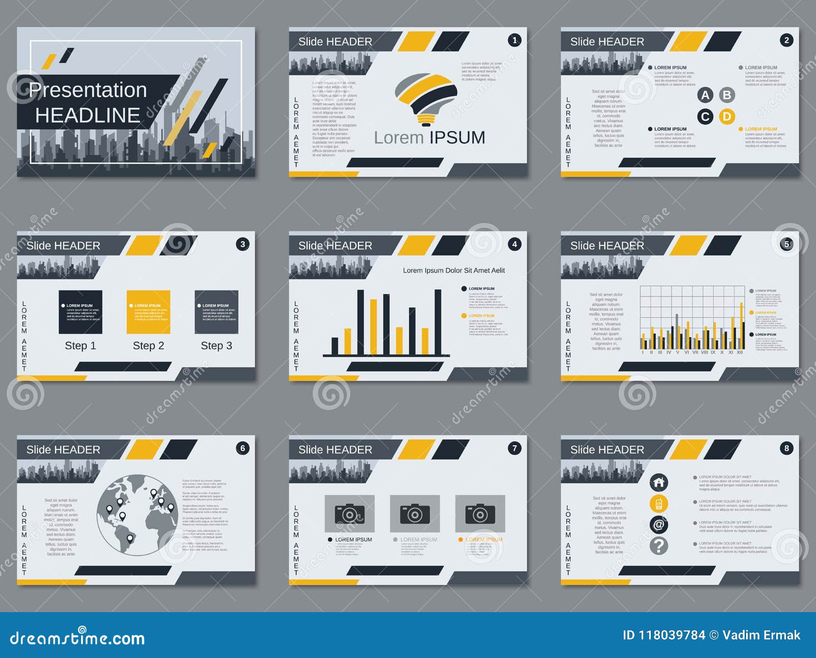 Professional Business Presentation, Slide Show Vector Template Stock ...
