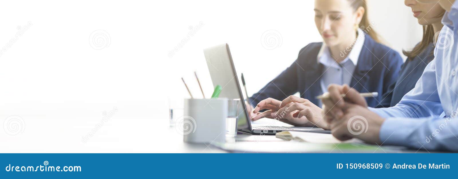 Professional Business Team Working Together at Desk Stock Image - Image ...