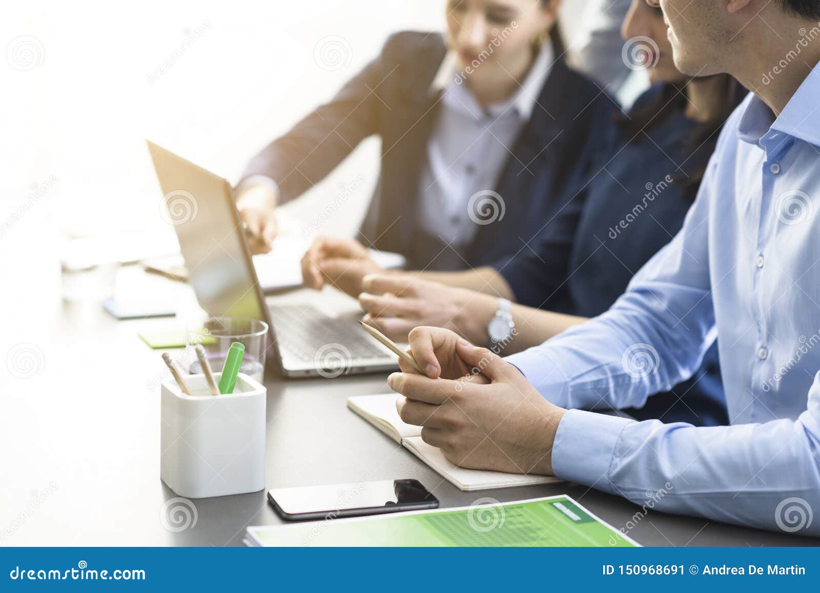 Professional Business Team Working Together at Desk Stock Image - Image ...