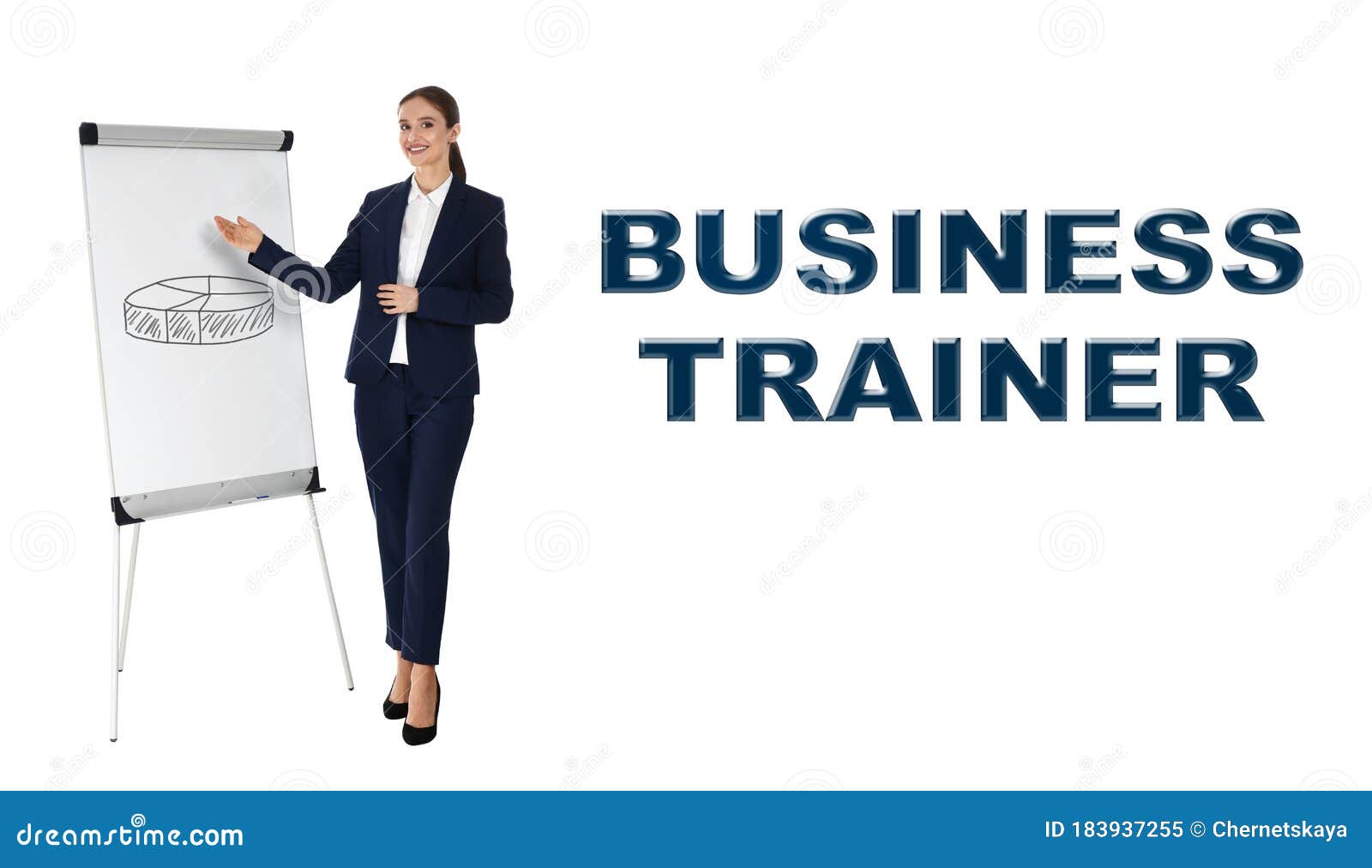 Business Trainer Giving Presentation on White Background Stock Image ...