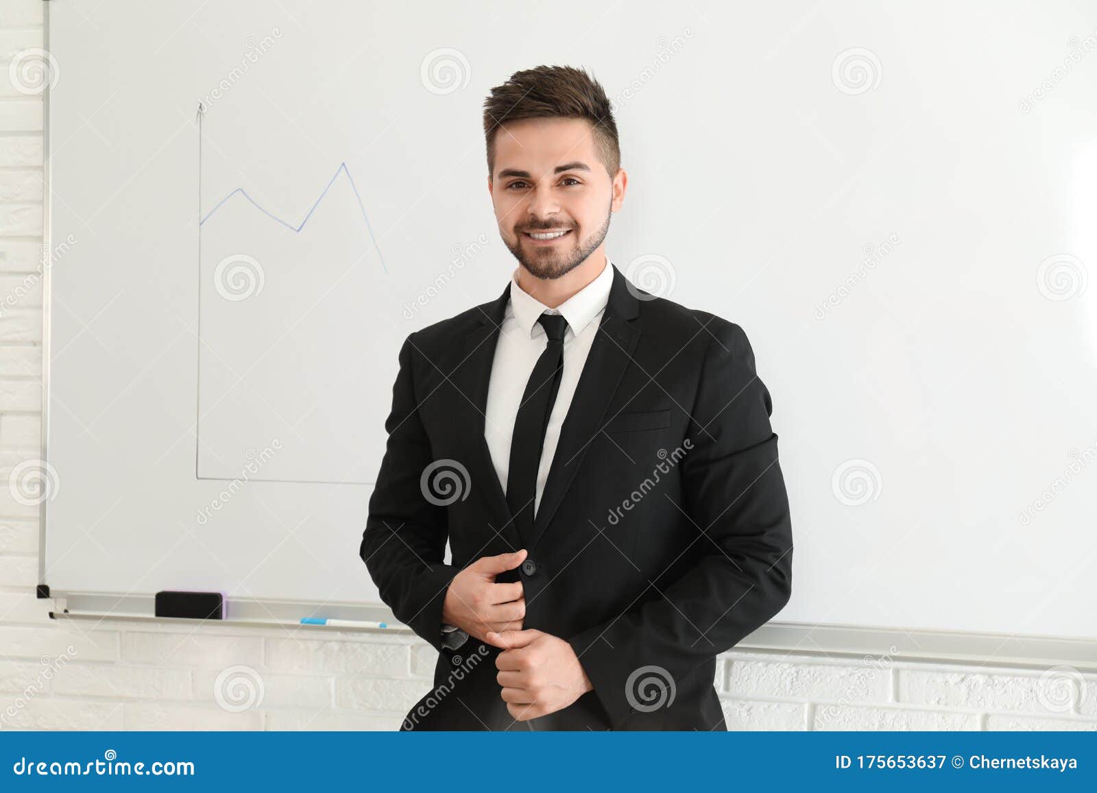 Business Trainer Near Whiteboard in Office Stock Image - Image of ...
