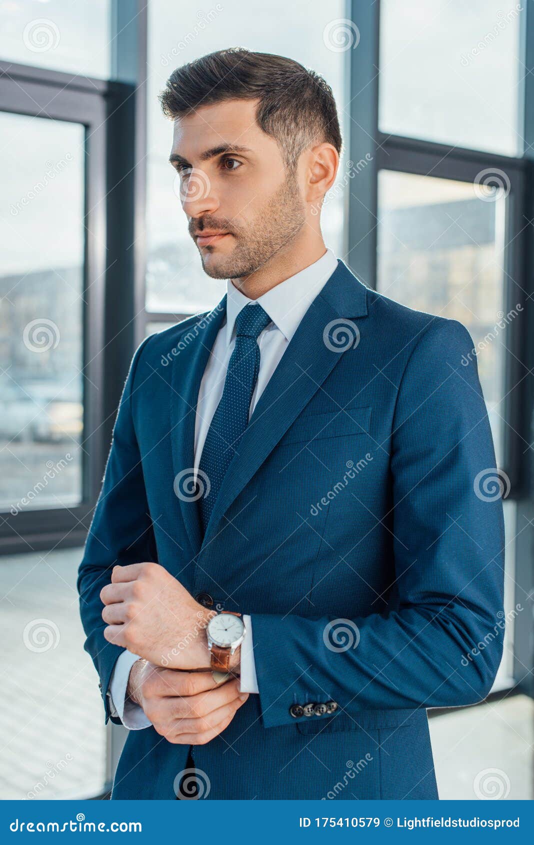 Businessman in Suit Standing in Modern Stock Image - Image of suit ...