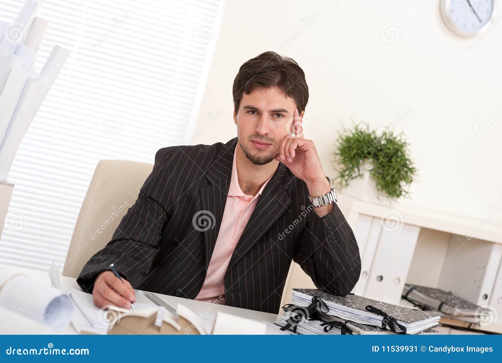 Professional Businessman Working at Office Stock Image - Image of ...