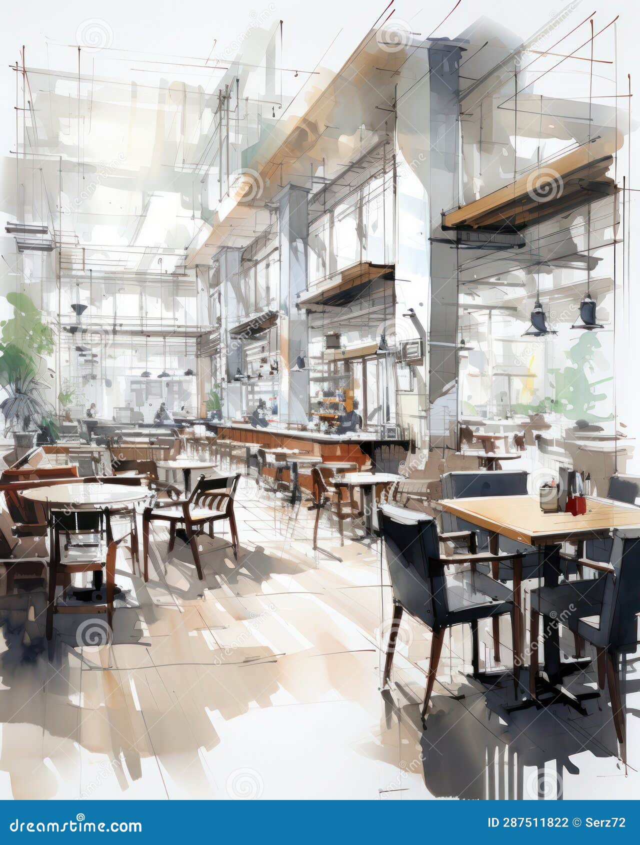 Professional Cafe Space Sketch Stock Illustration - Illustration of ...