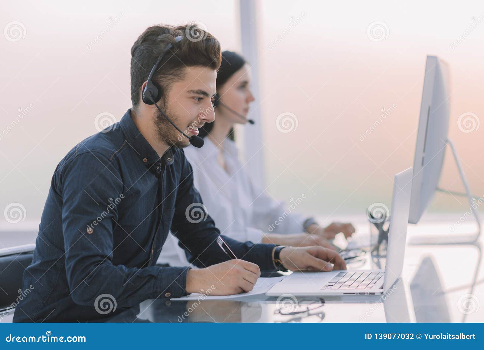 Professional Call Center Operators Communicate with Customers. Stock ...
