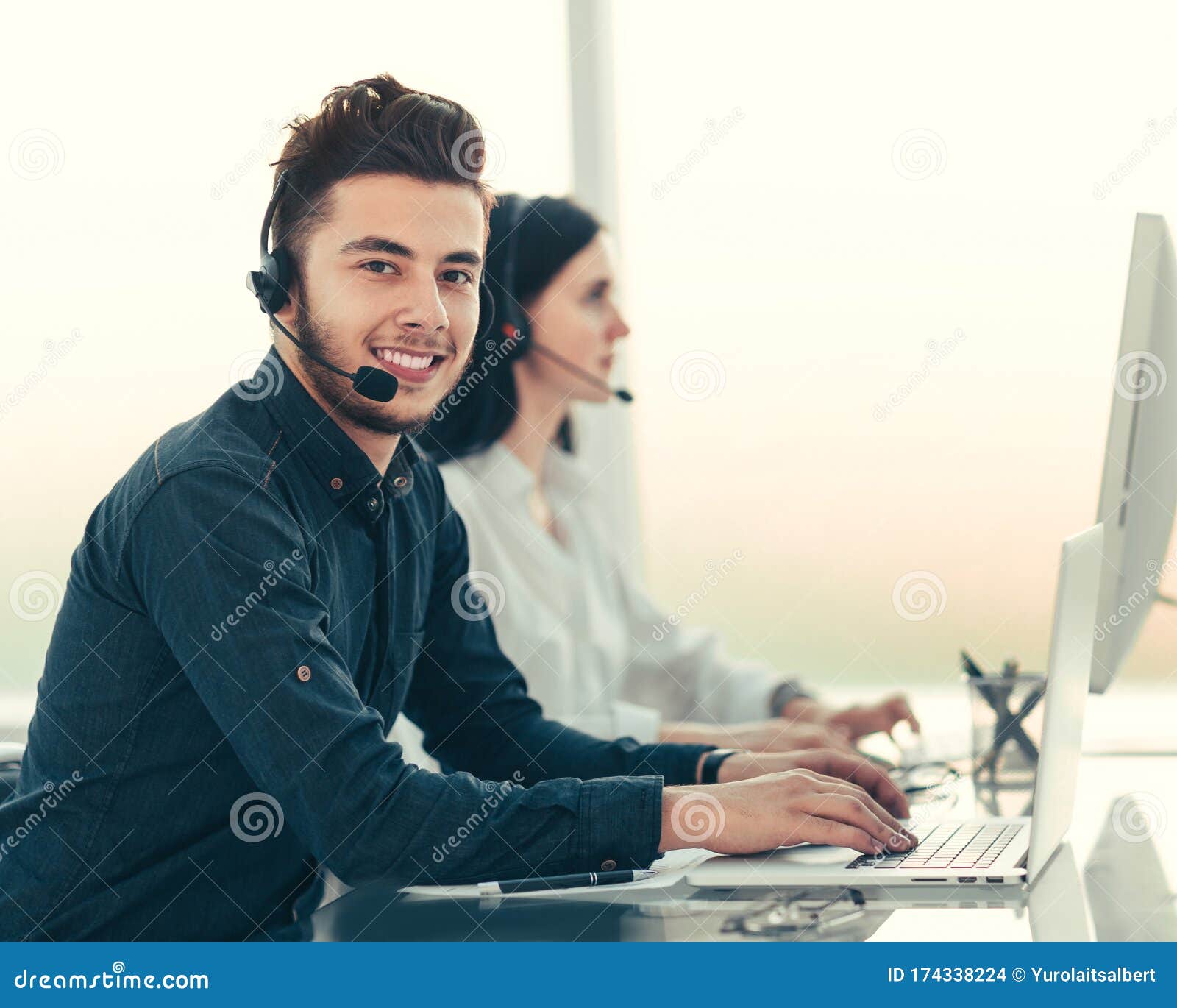 Professional Call Center Operators Communicate with Customers. Stock ...