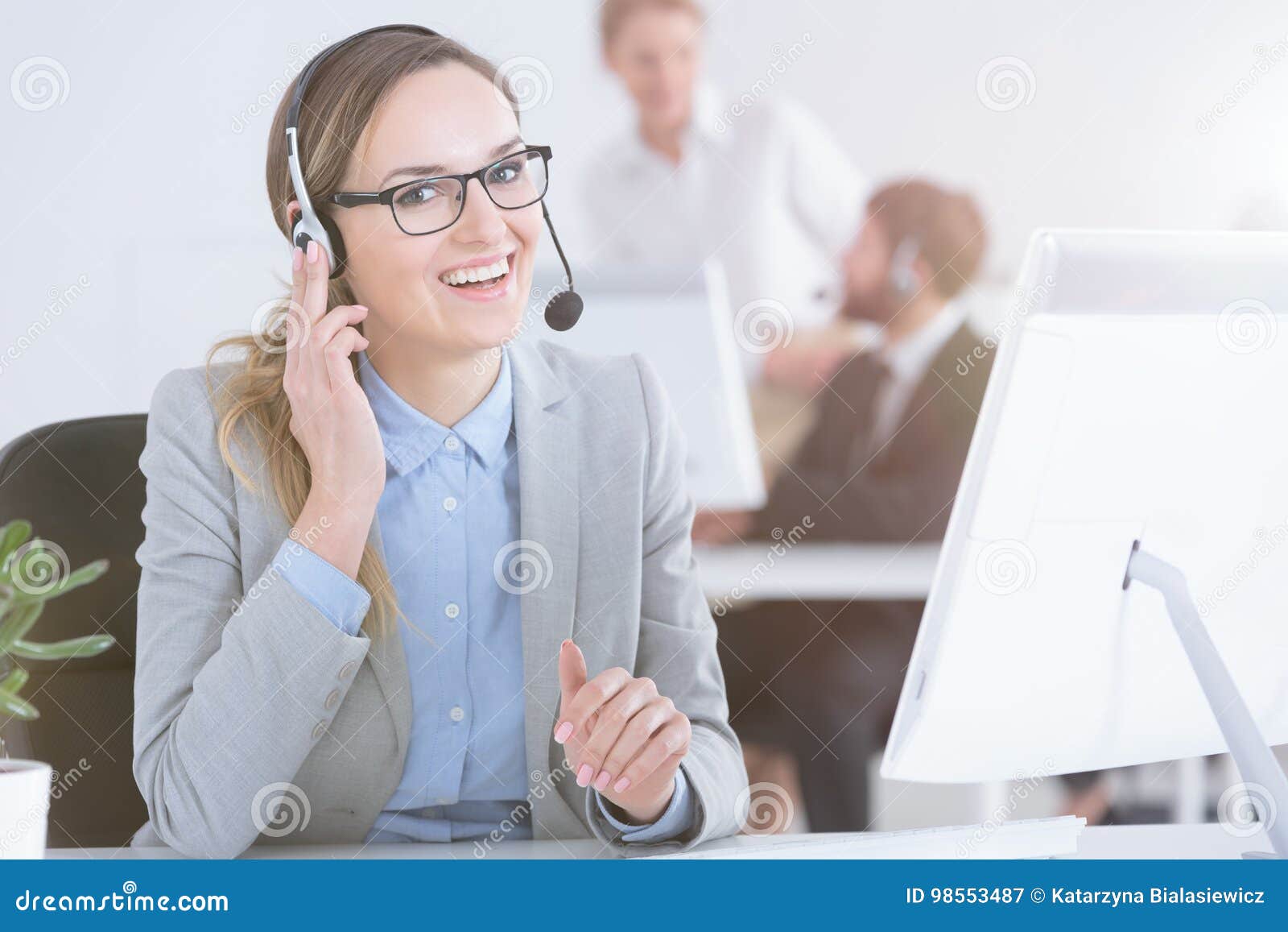 Call Center Worker Listening To Customers Stock Image - Image of ...