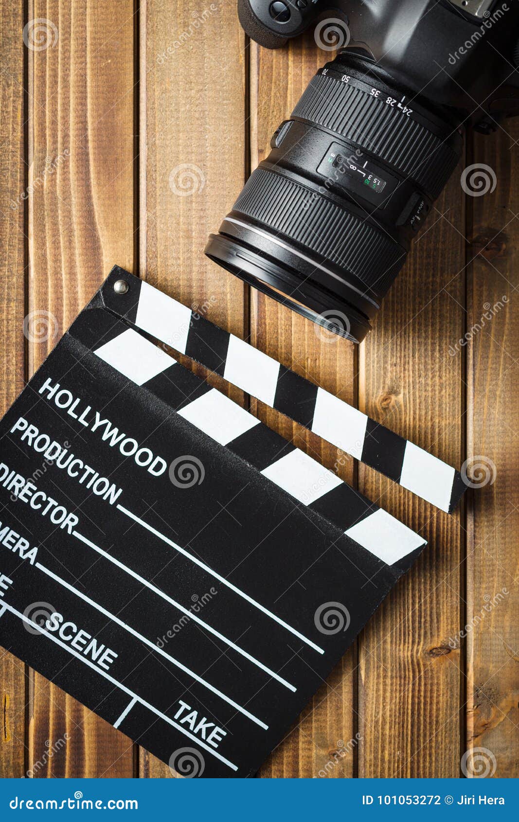 Professional Camera and Clapper Board. Stock Photo - Image of clapper ...