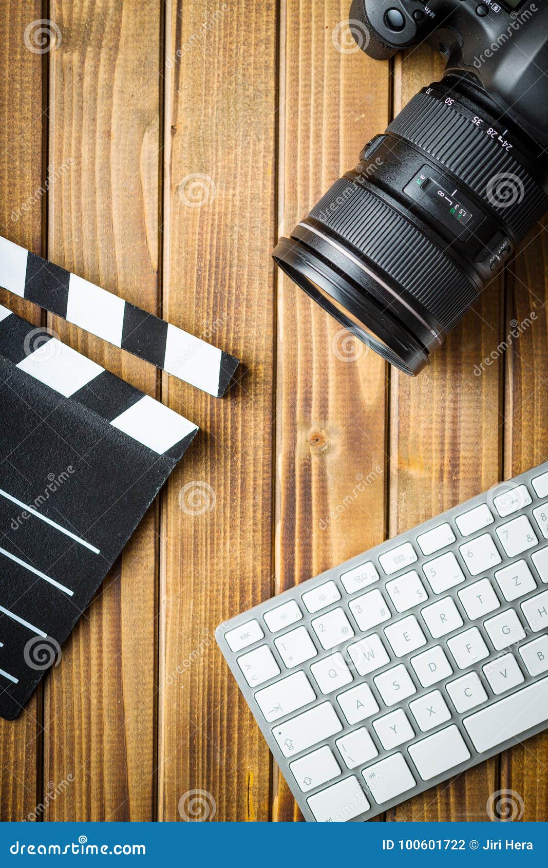 Professional Camera,computer Keyboard and Clapper Board. Stock Photo ...