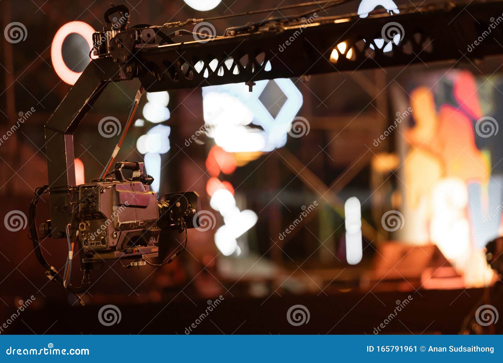 Professional Camera on Crane Record Live Concert Outdoors Stock Image ...