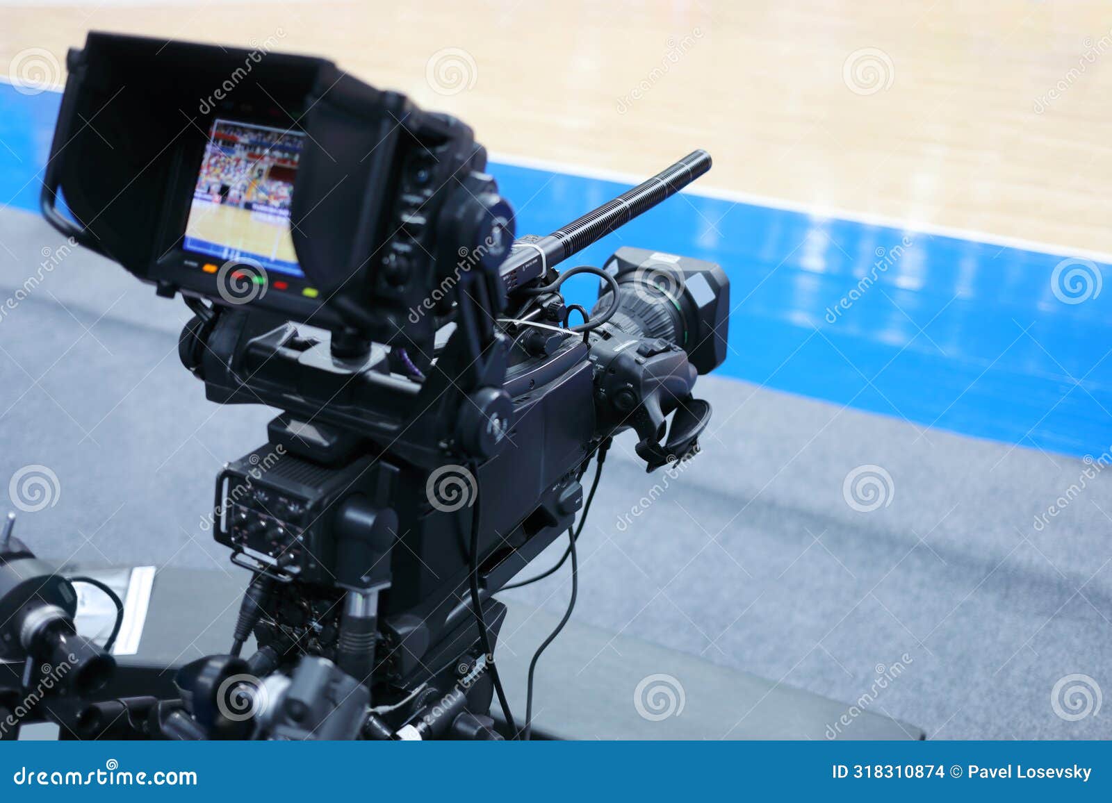 Professional Camera with Microphone at Basketball Editorial Stock Image ...