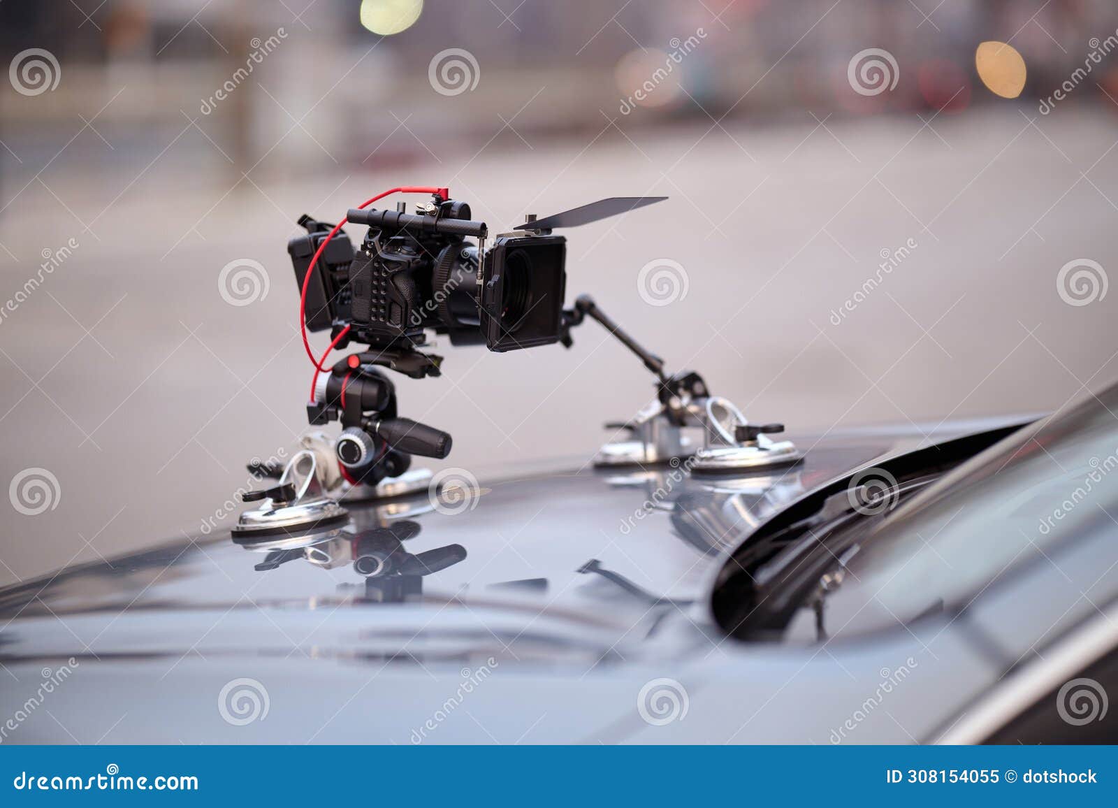 A Professional Camera Rig is Mounted on a Vehicle, Ready for Filming ...