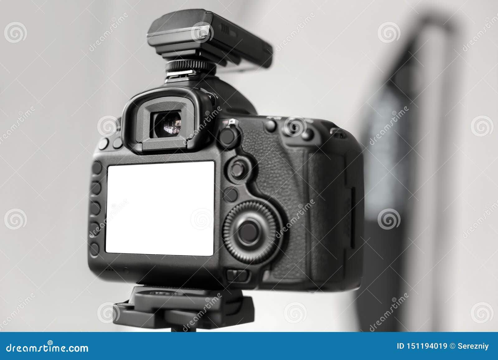 Professional Camera on Tripod in Photo Studio Stock Image - Image of ...