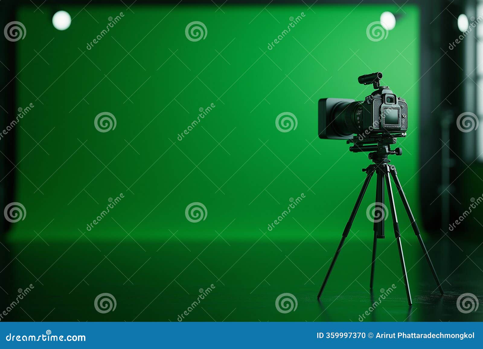 Professional Camera on Tripod in Video Studio with Green Screen ...