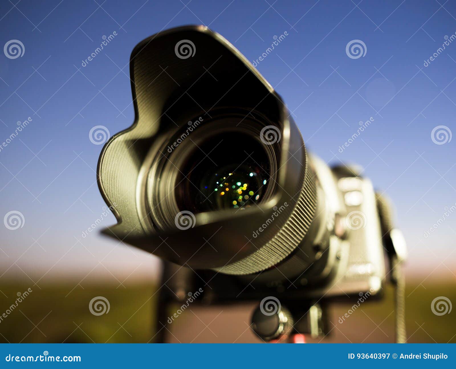 Professional Camera Under the Light of the Moon at Night Stock Image ...