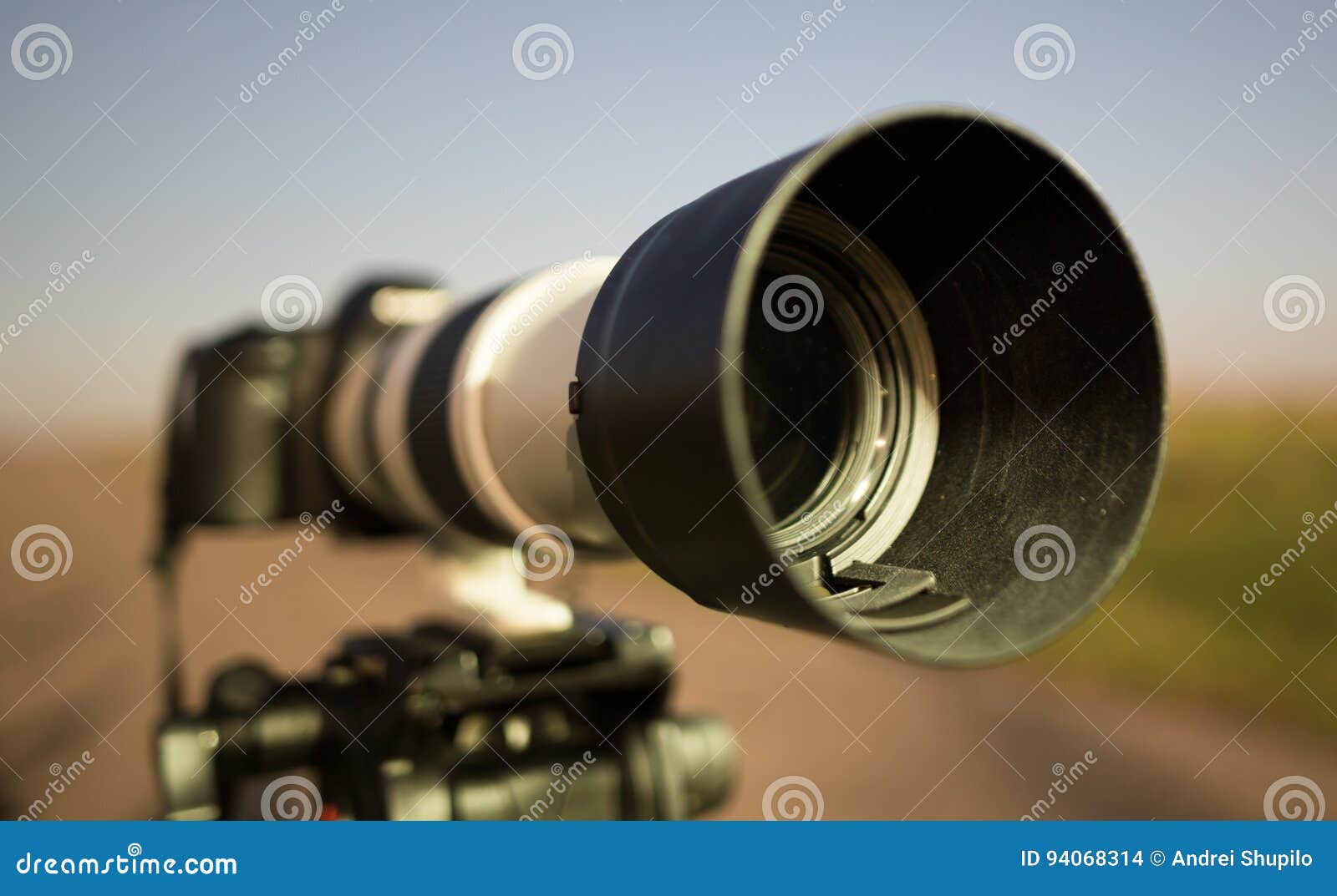 Professional Camera Under the Light of the Moon at Night Stock Photo ...