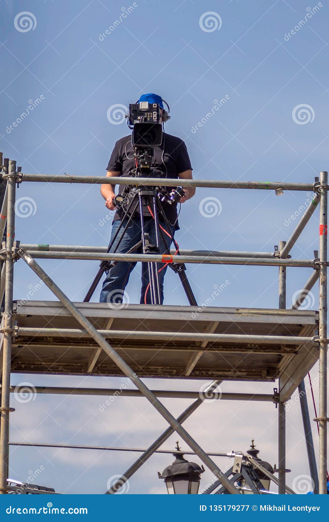 Professional Cameraman Filming on a Platform Stock Image - Image of ...
