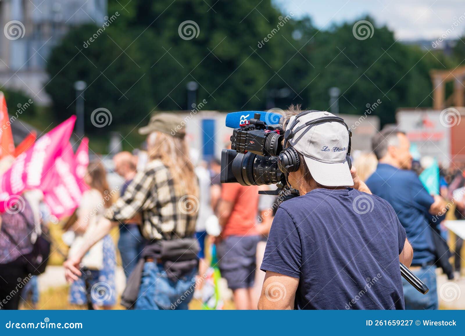 Professional Cameraman At Event. Movie Recording. Television Operator ...