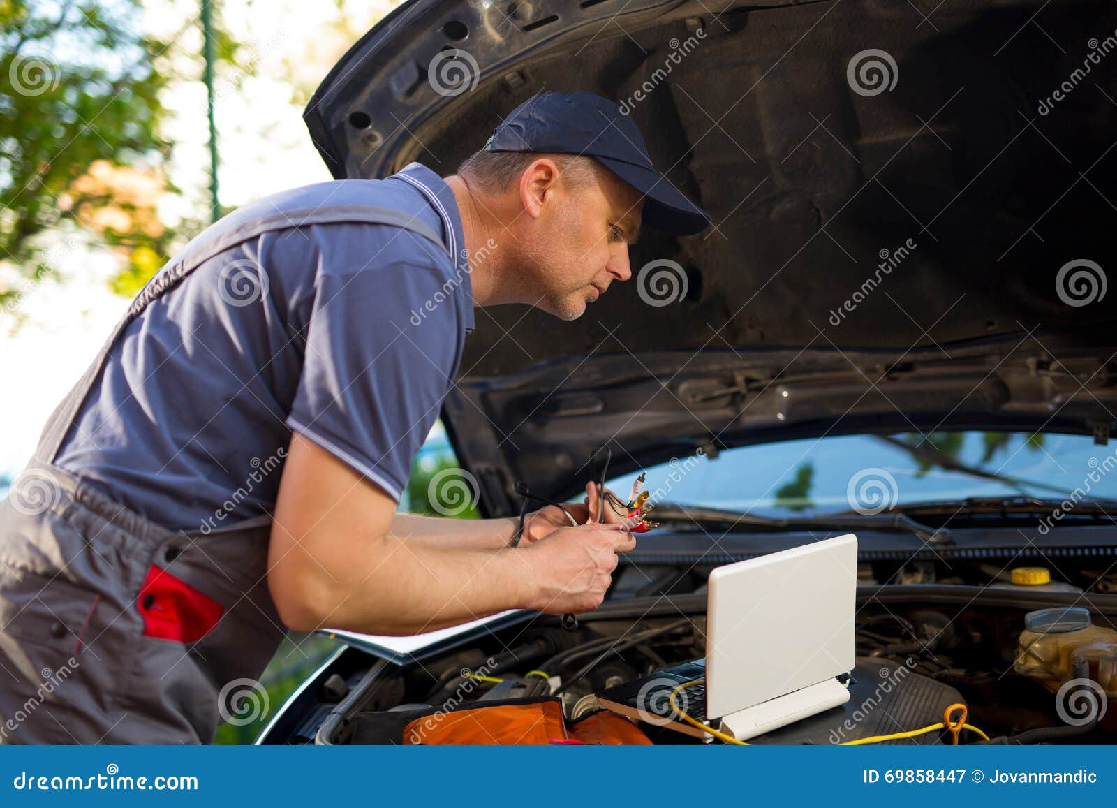 Professional Car Mechanic Working in Auto Repair Service Stock Image ...