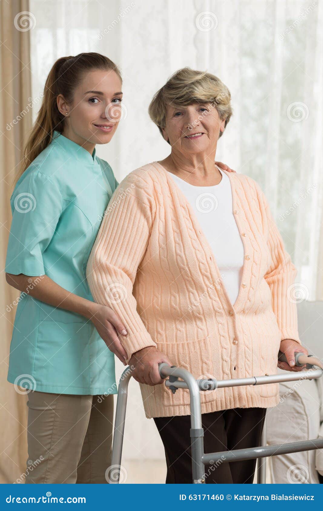 Professional Carer Helping Old Lady Stock Photo - Image of disability ...