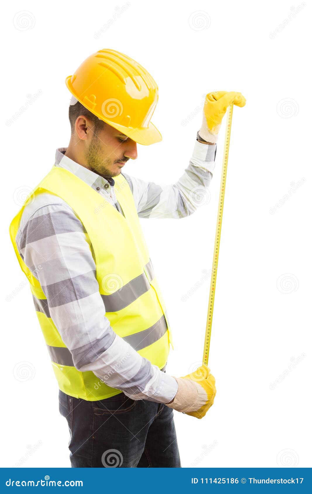 Professional Carpenter or Engineer Measuring Stock Photo - Image of ...