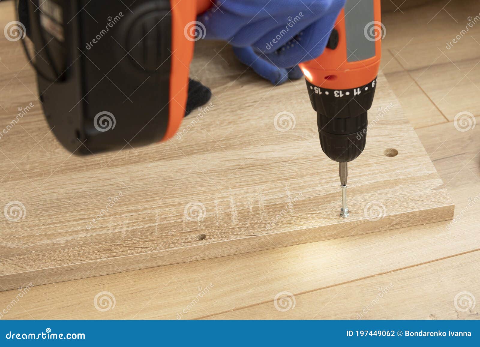 Professional Carpenter Master Working with Screwdriver Stock Photo ...