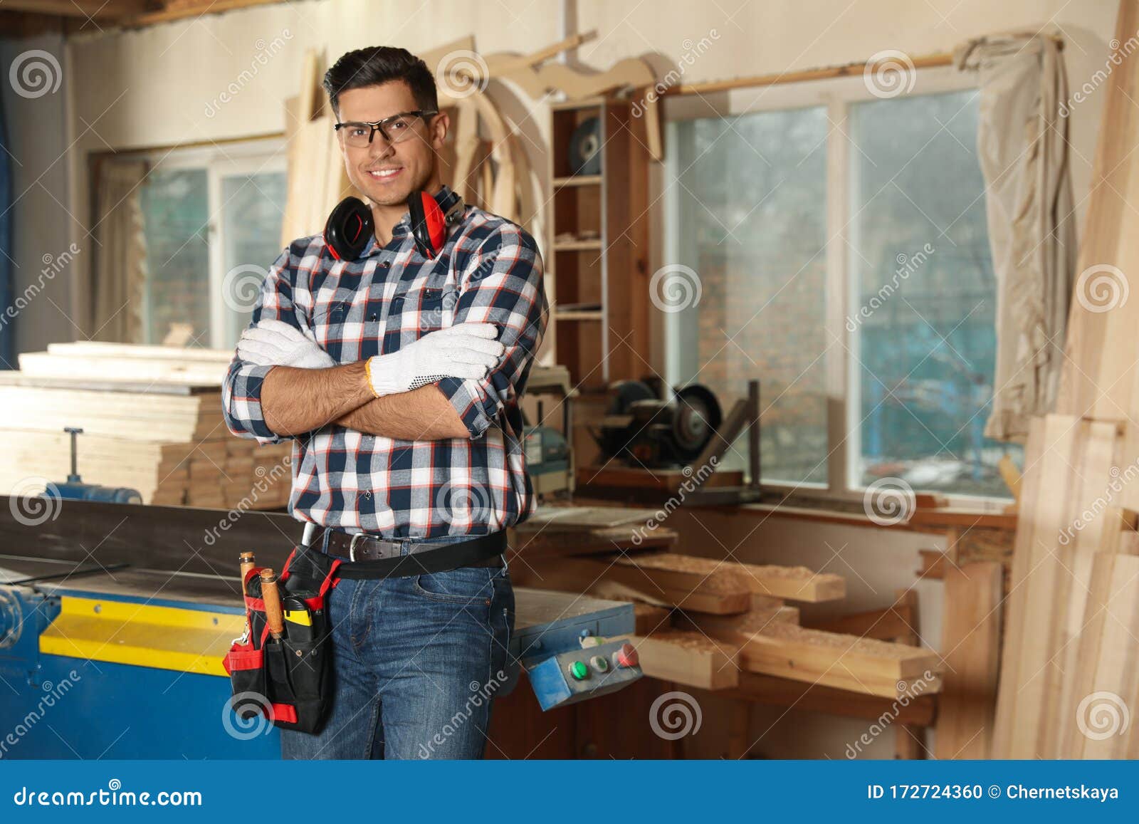 Professional Carpenter with Set of Tools Stock Photo - Image of craft ...