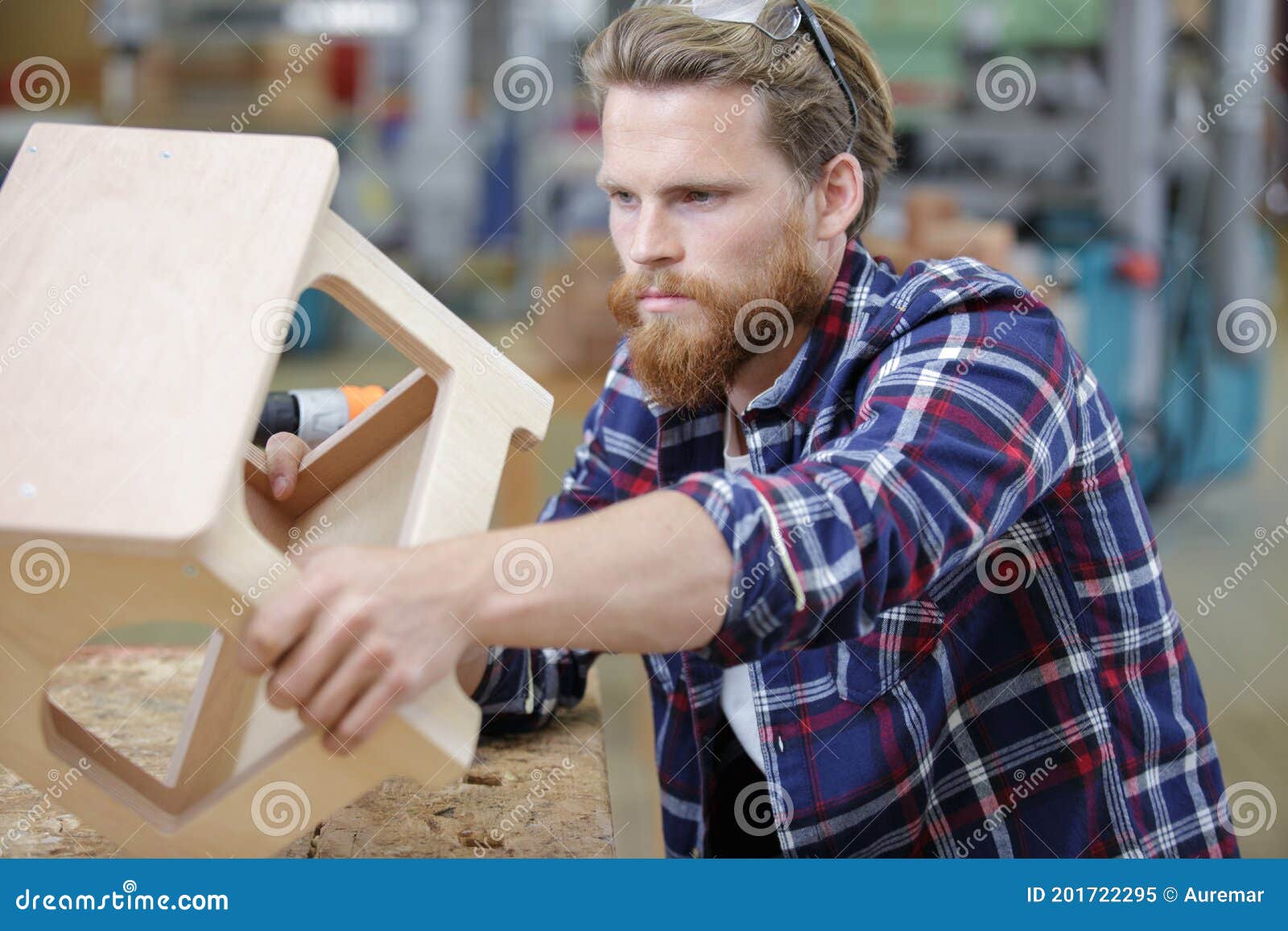 Professional Carpenter Working in Workshop Stock Image - Image of ...