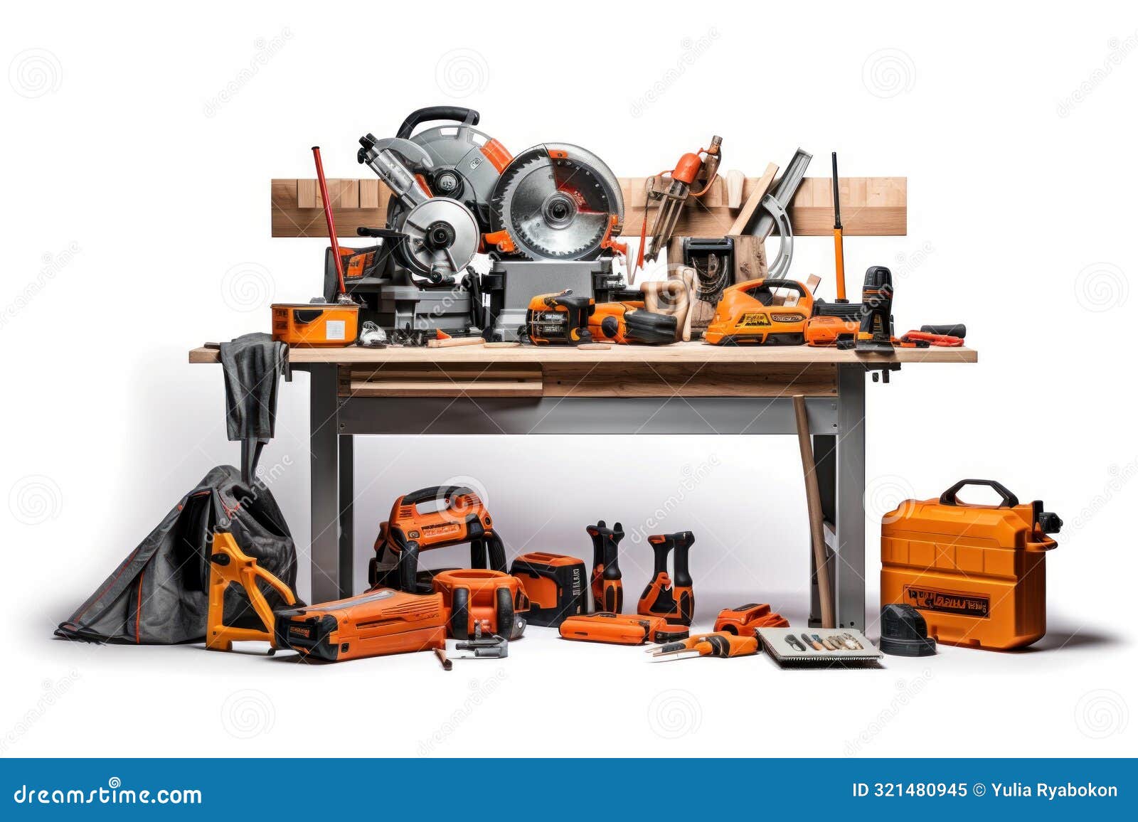 Professional Carpentry Tools on Workbench Stock Illustration ...