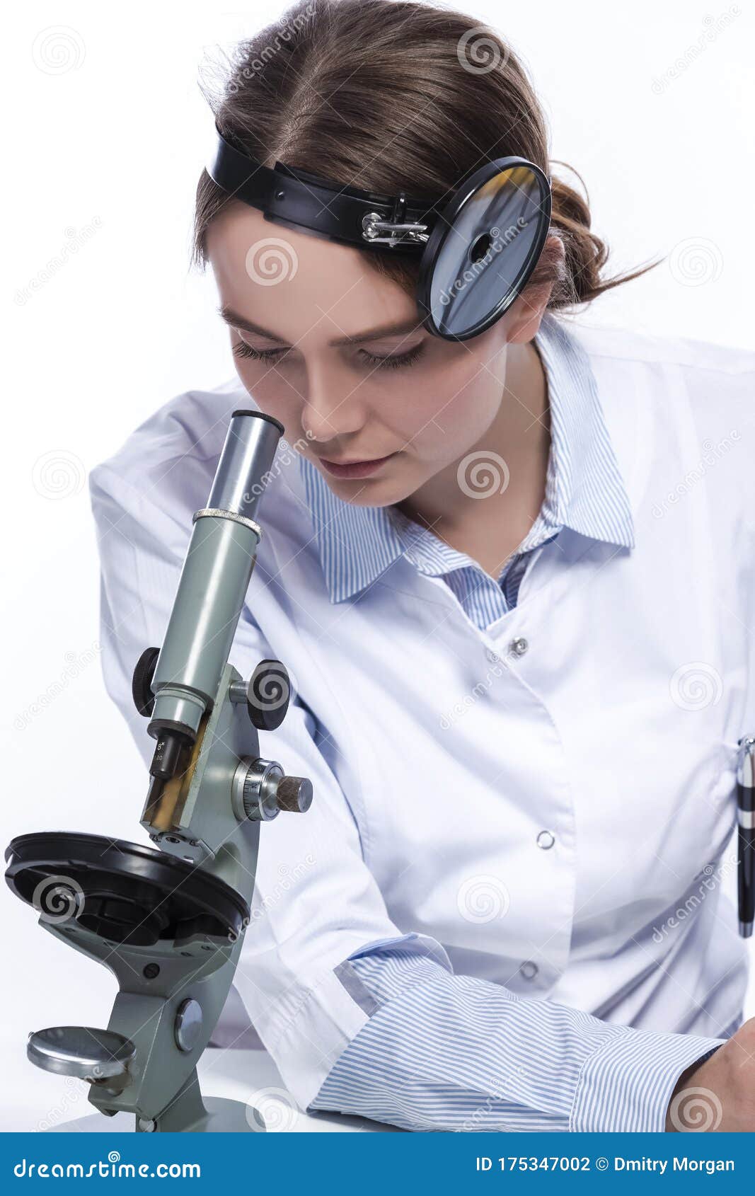 Professional Caucasian Laboratory Researcher in Smock Working with ...