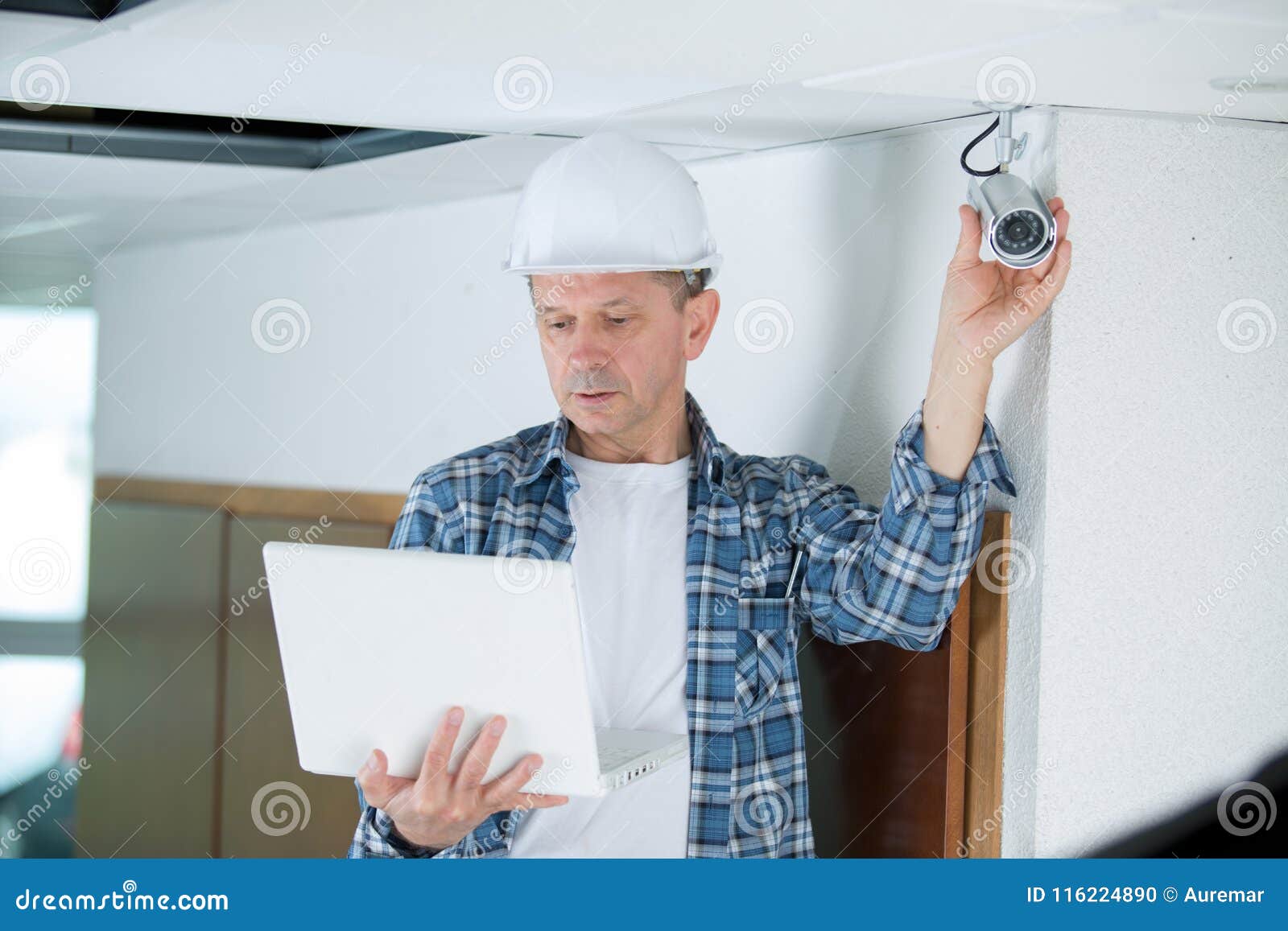 Professional Cctv Technician Checking Instruction Stock Photo - Image ...