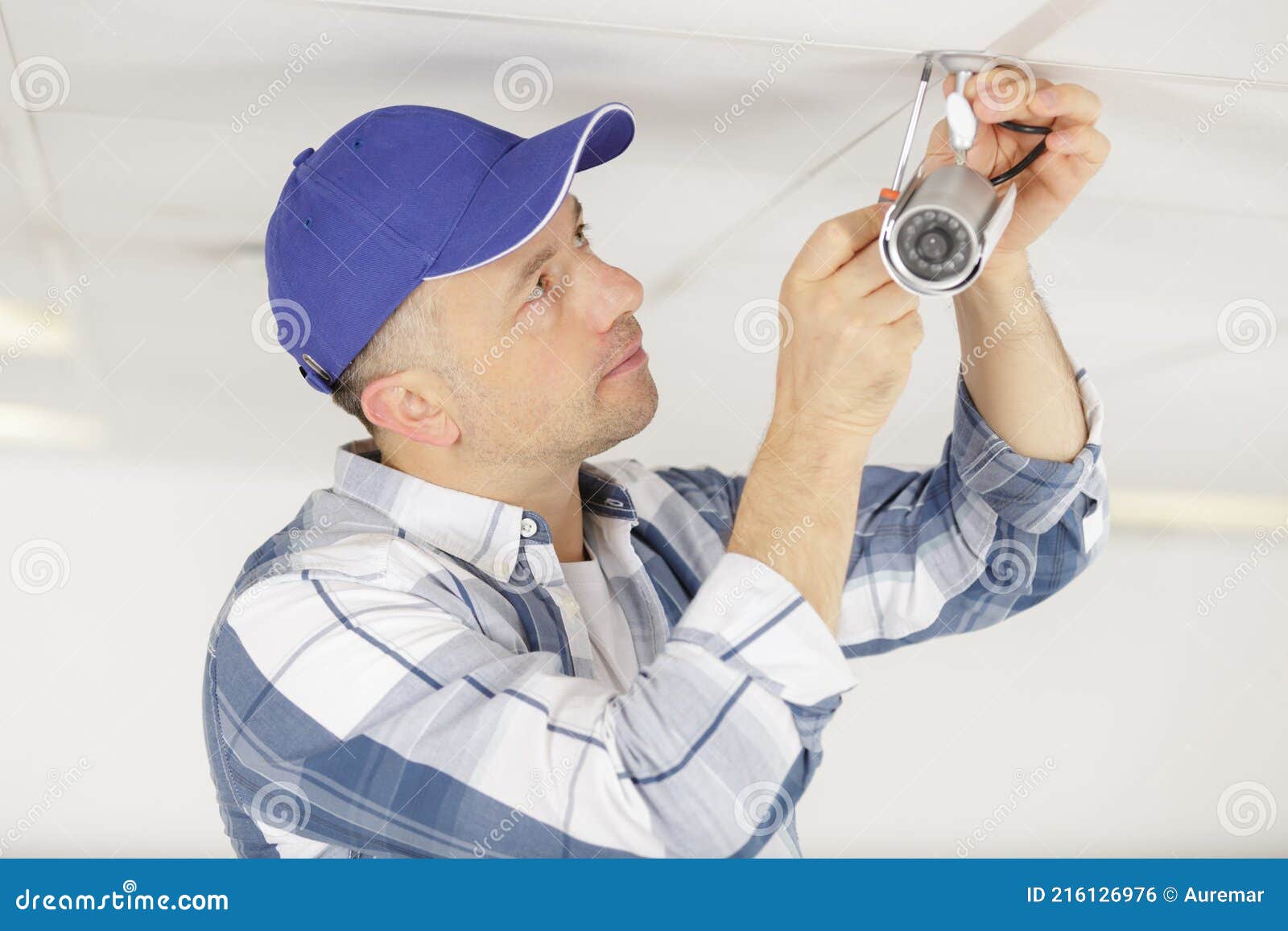 Professional Cctv Technician Installing Camera Stock Photo - Image of ...