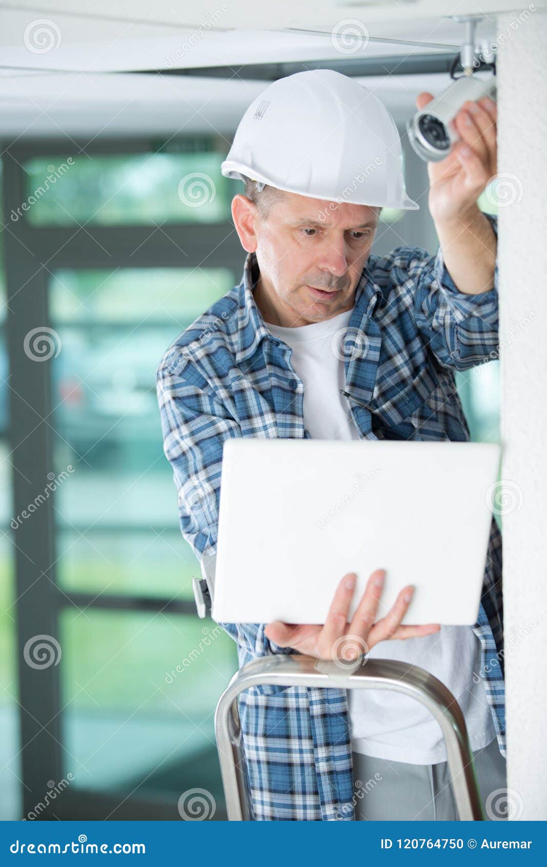 Professional Cctv Technician Working Stock Photo - Image of office ...