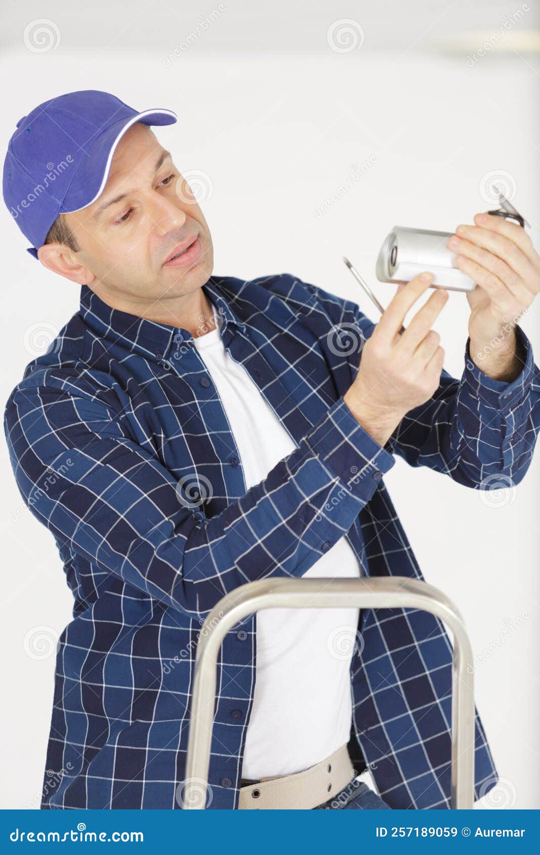 Professional Cctv Technician Working Install Camera Stock Image - Image ...