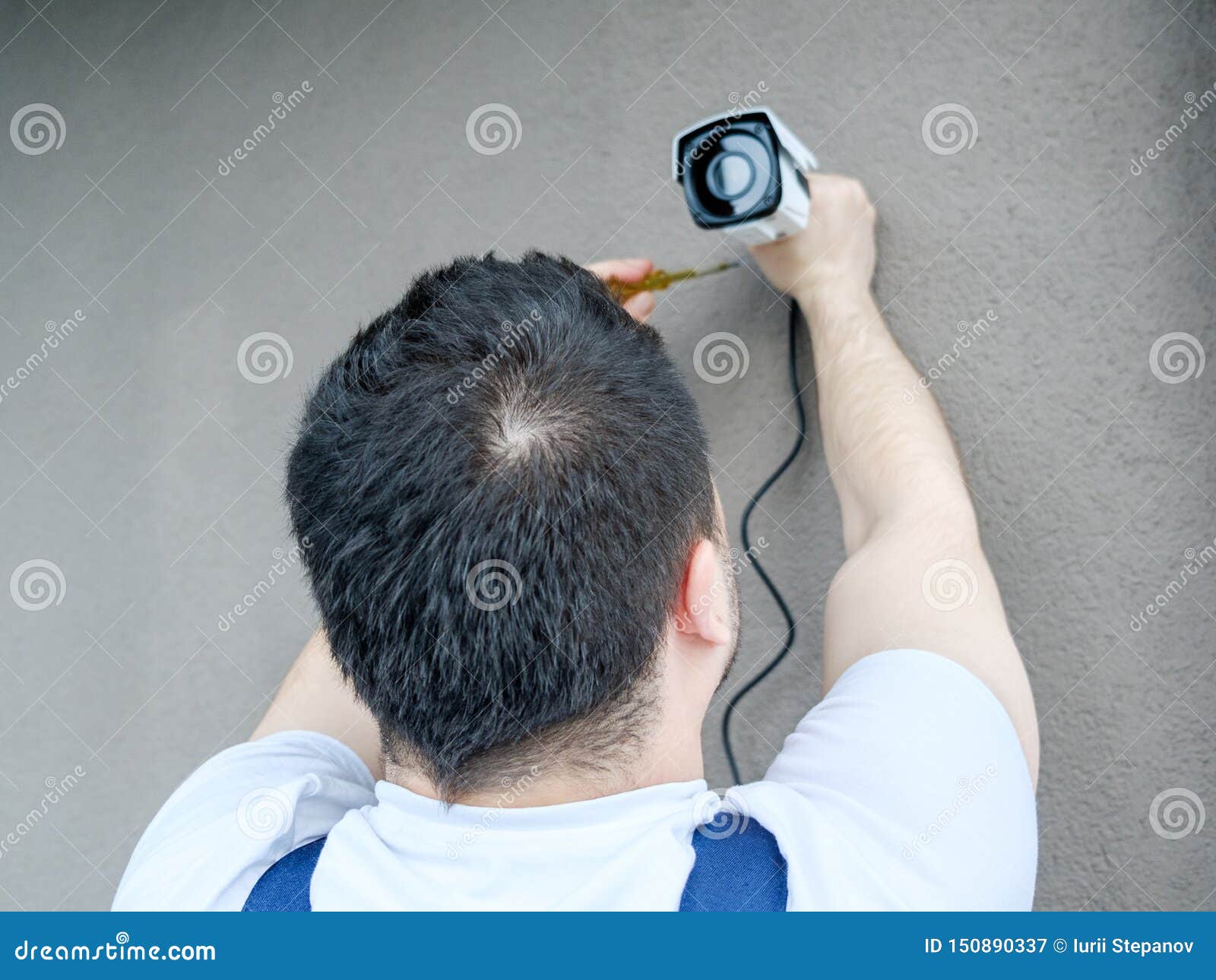 Professional CCTV Technician Working Stock Image - Image of adjusting ...