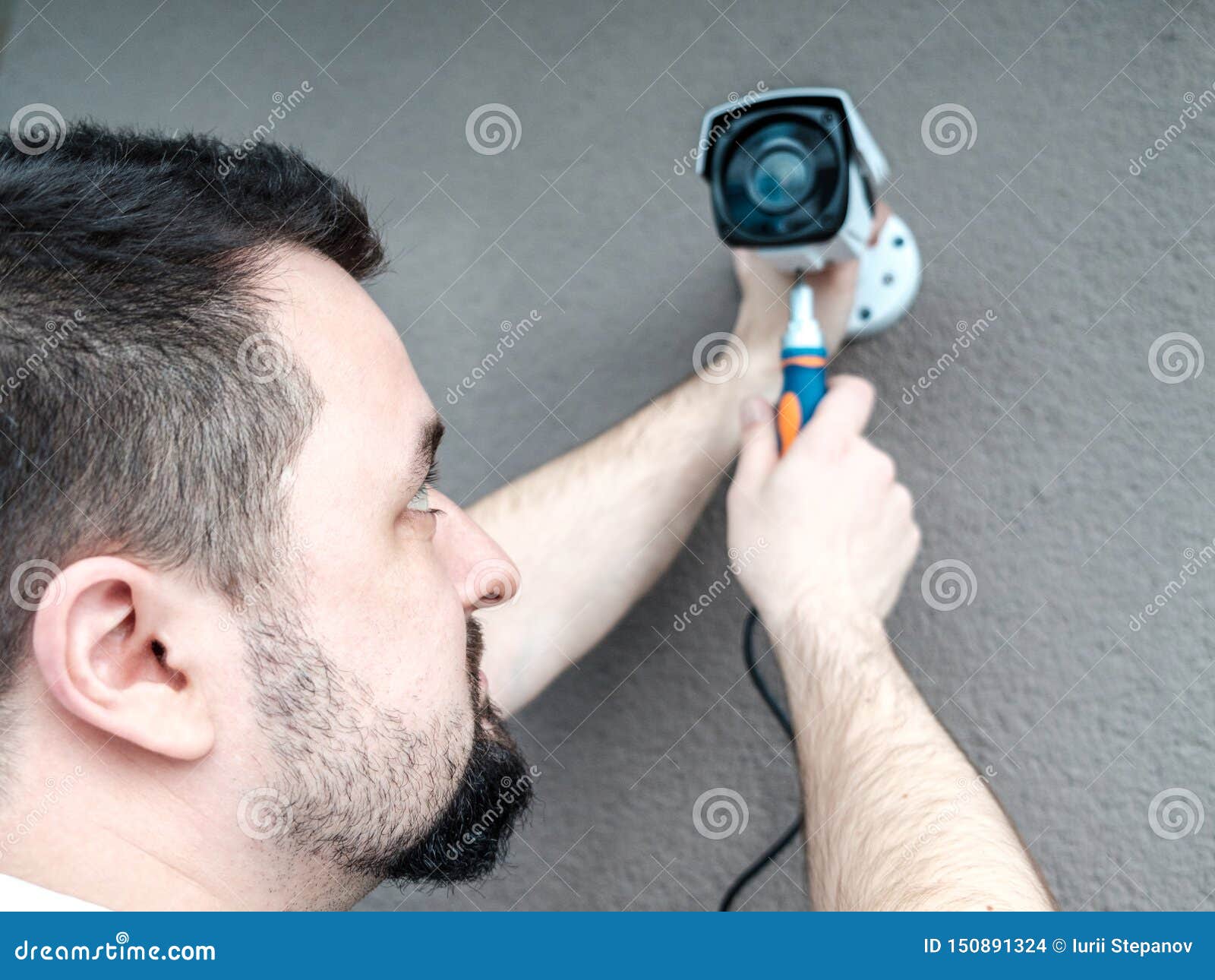 Professional CCTV Technician Working Stock Photo - Image of industry ...
