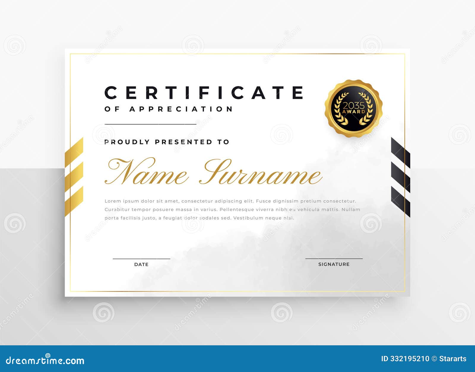 Professional Certificate of Award Template for Winner Honor Stock ...