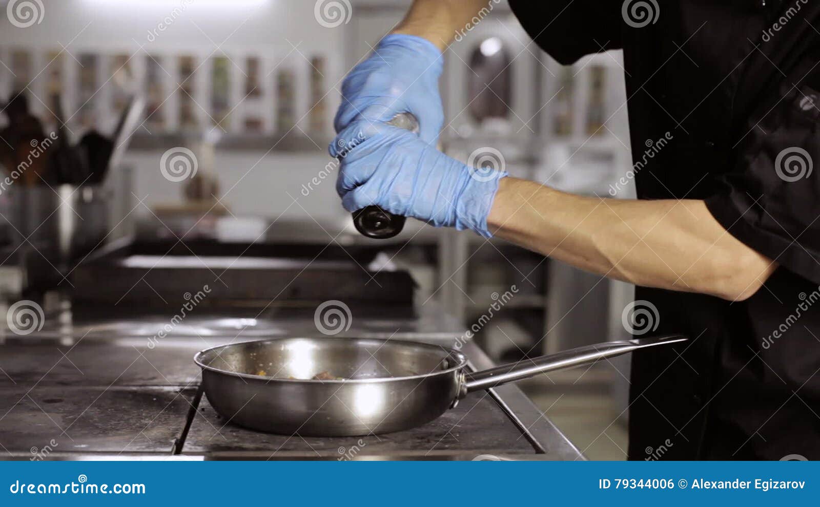 Professional Chef Adding Pepper To Vegetables Frying Pan Stock Footage ...