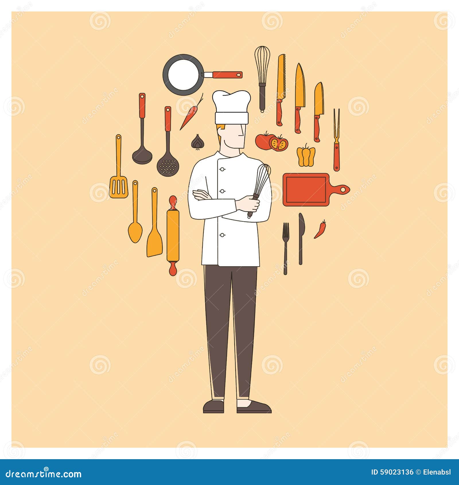 Professional chef stock vector. Illustration of crossed - 59023136