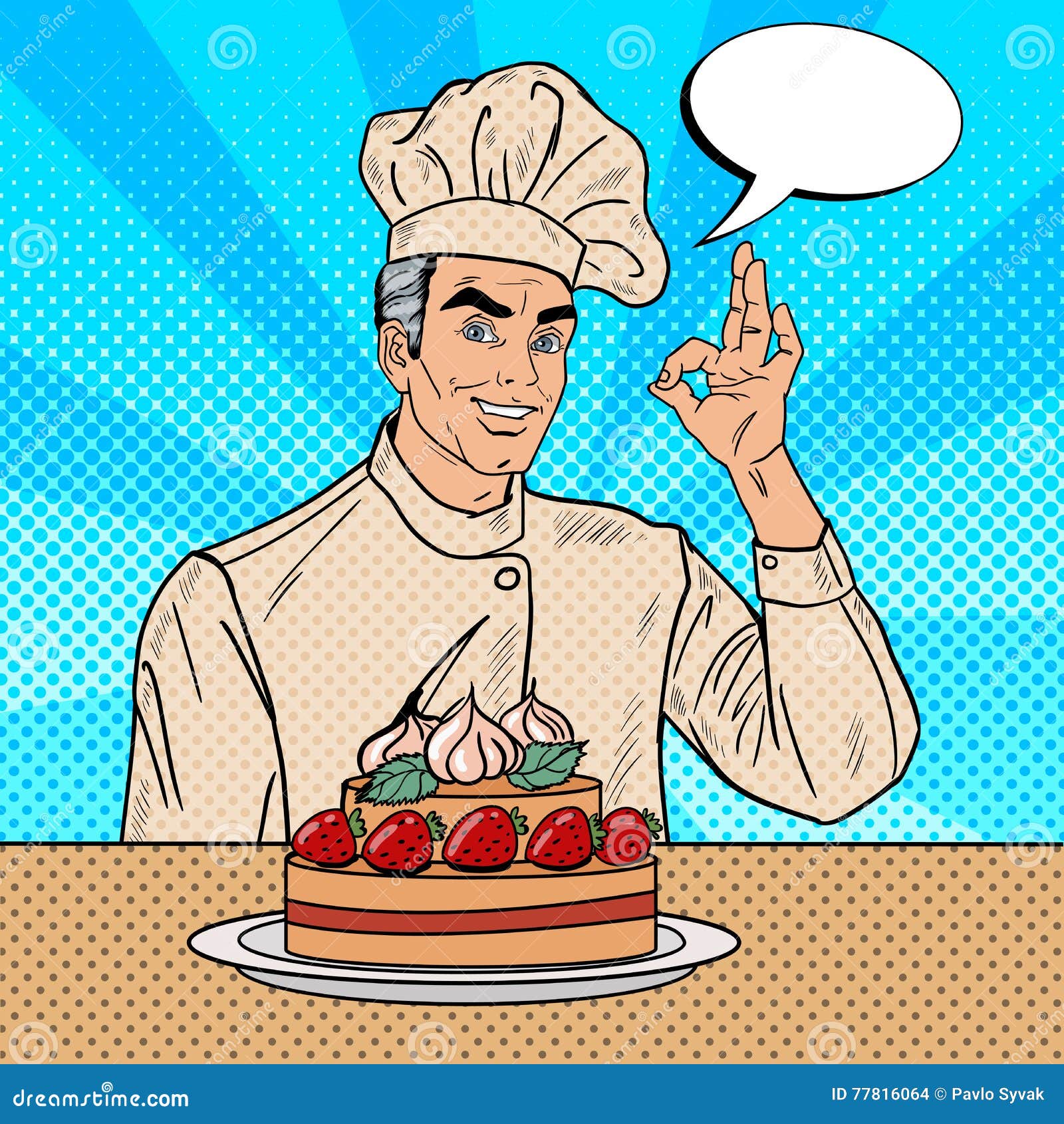 Professional Chef Cook Gesturing OK. Pop Art Stock Vector ...