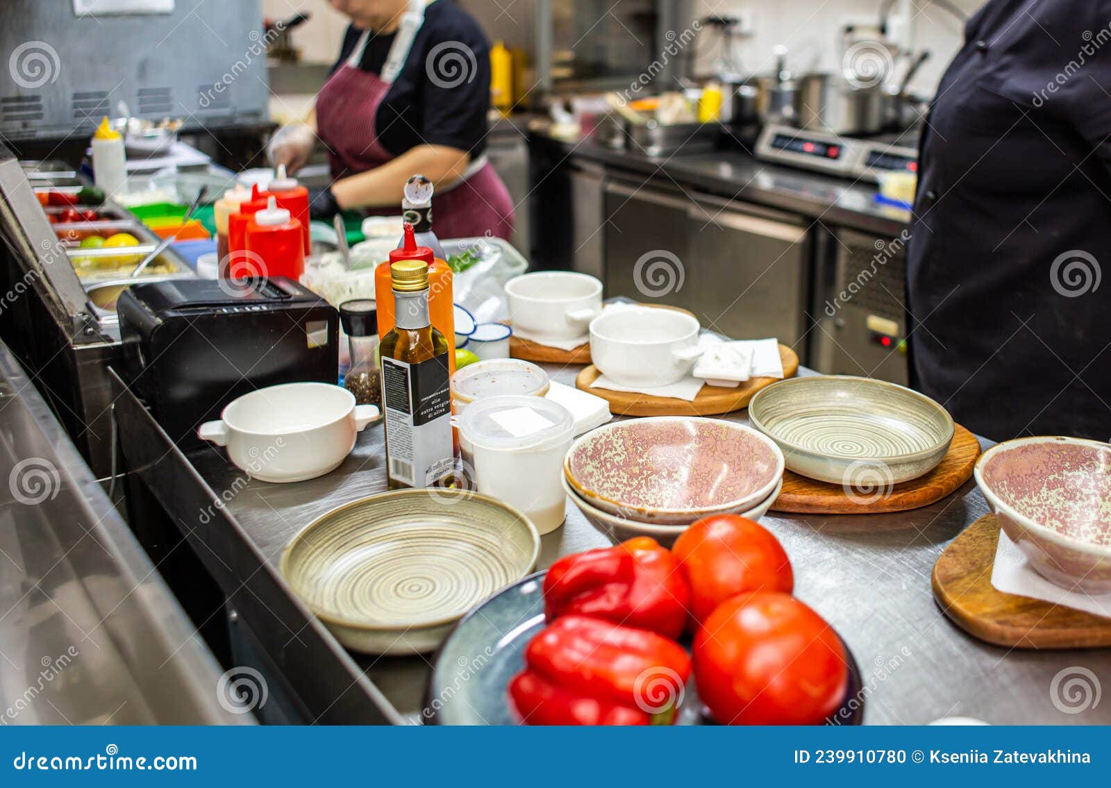 Professional Chef Cooking in the Kitchen Restaurant at the Hotel ...