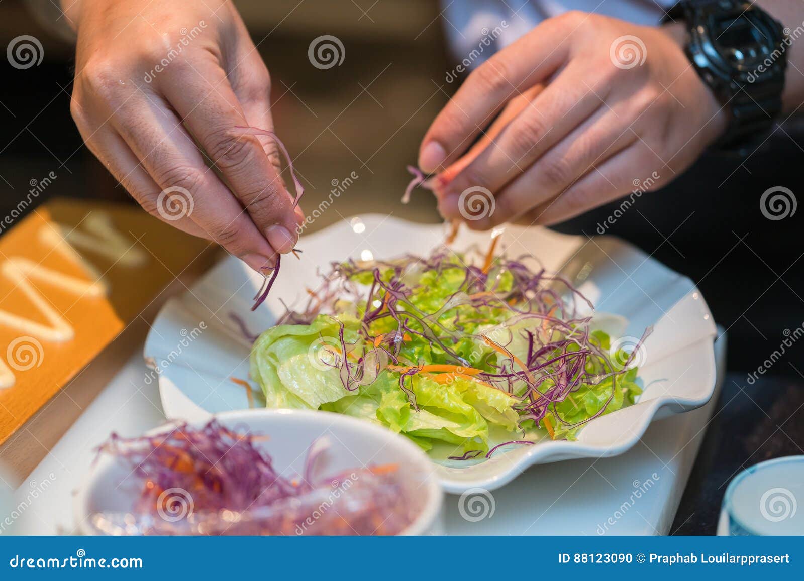 Professional Chef Making Salad in the Kitchen Stock Photo - Image of ...